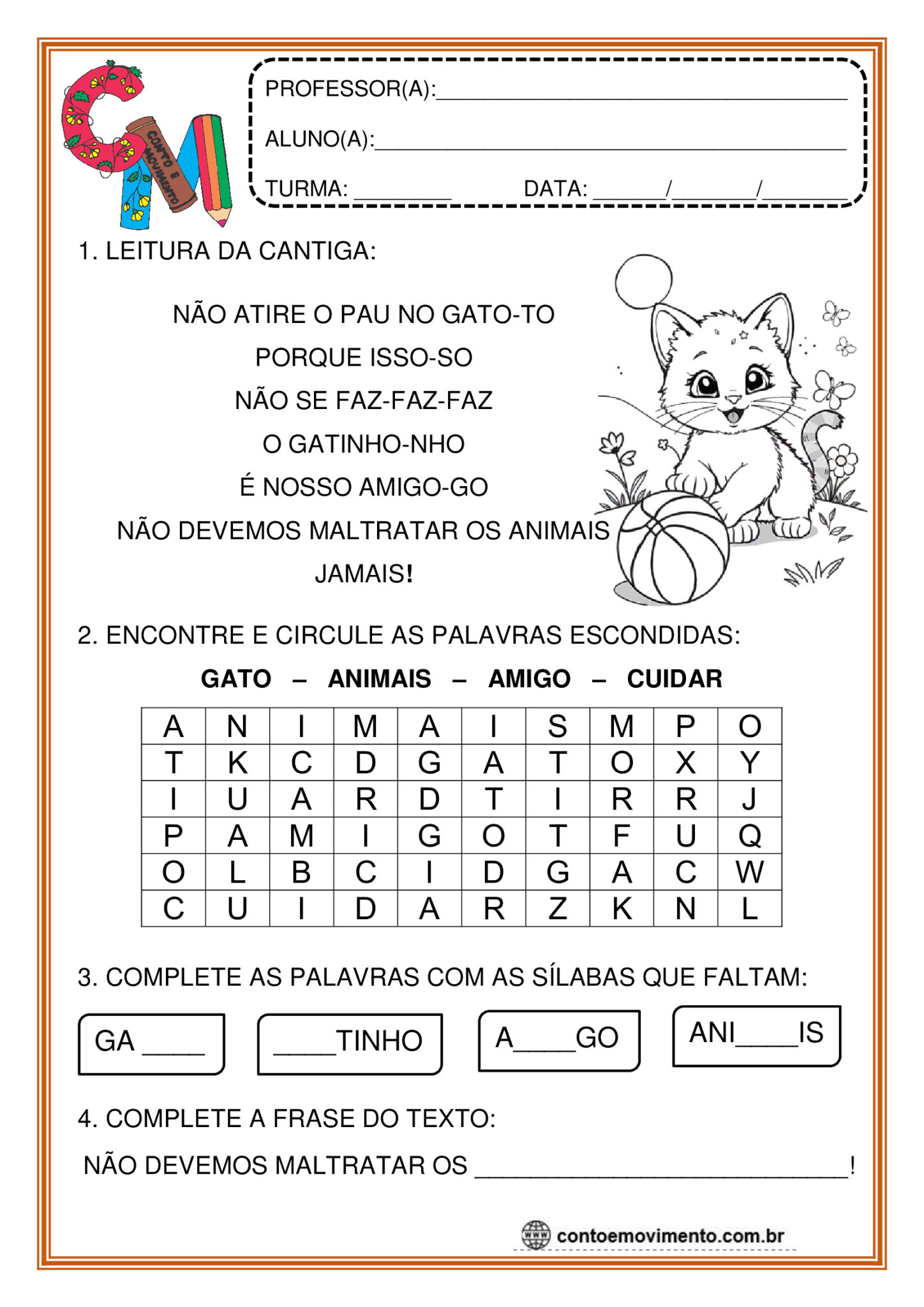 Cantigas na alfabetização - Conto e Movimento