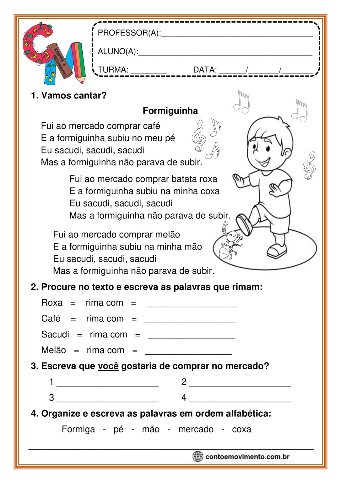 Aula Criativa com a Música da Formiguinha